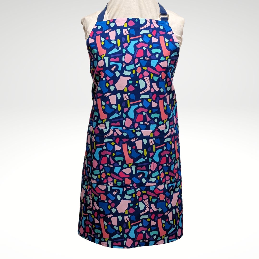 Blue abstract apron – Handmade by Brambleberry