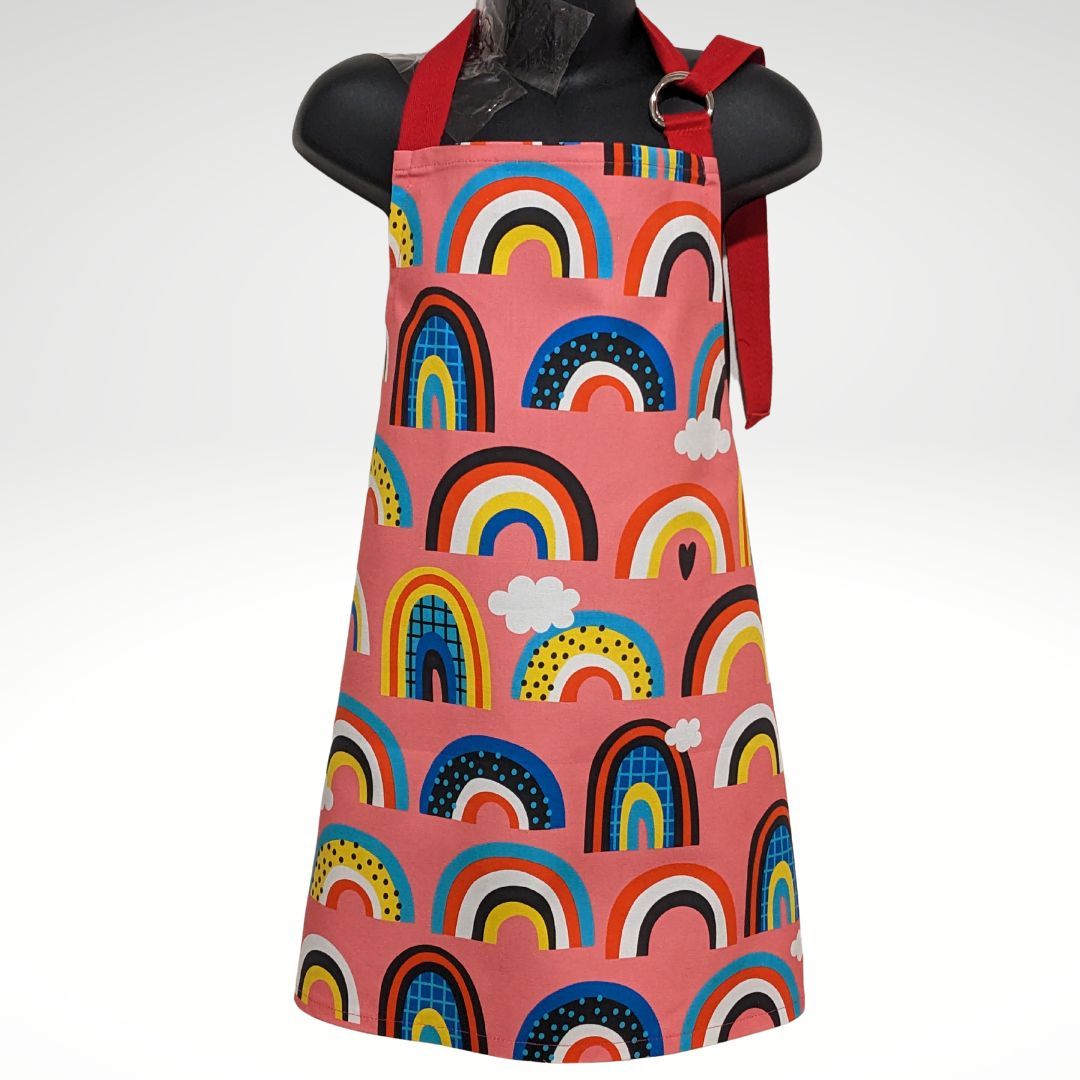 Bright rainbows child's apron – Handmade by Brambleberry