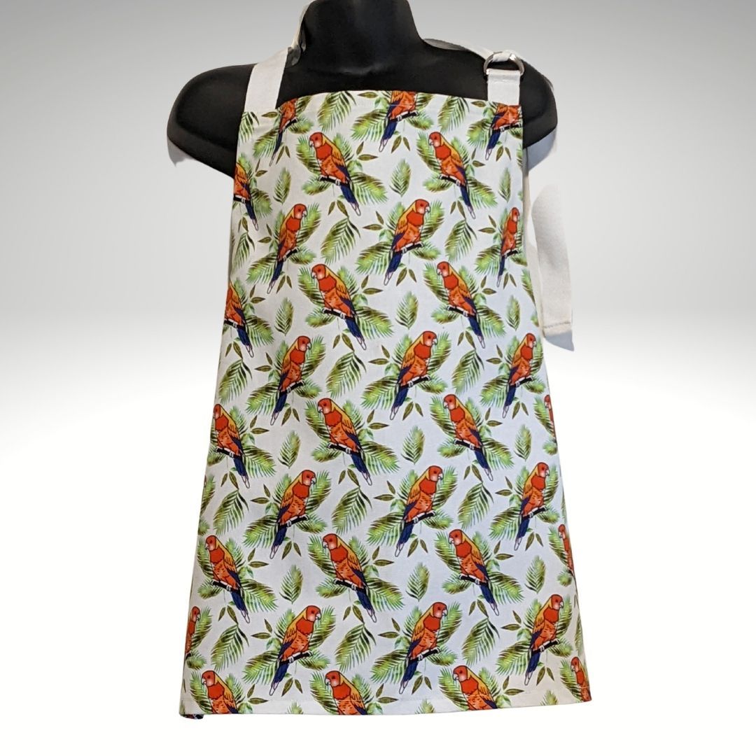 A flock of parrots apron – Handmade by Brambleberry